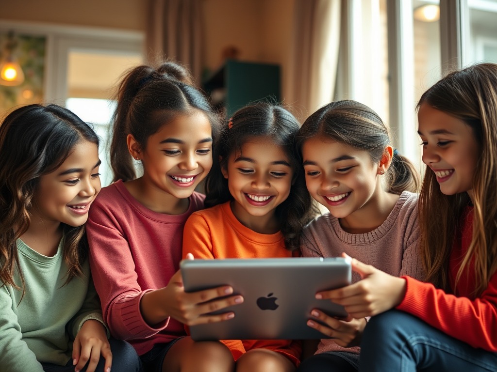 five-girls-playing-on-an-ipad – CyclingEurope.org